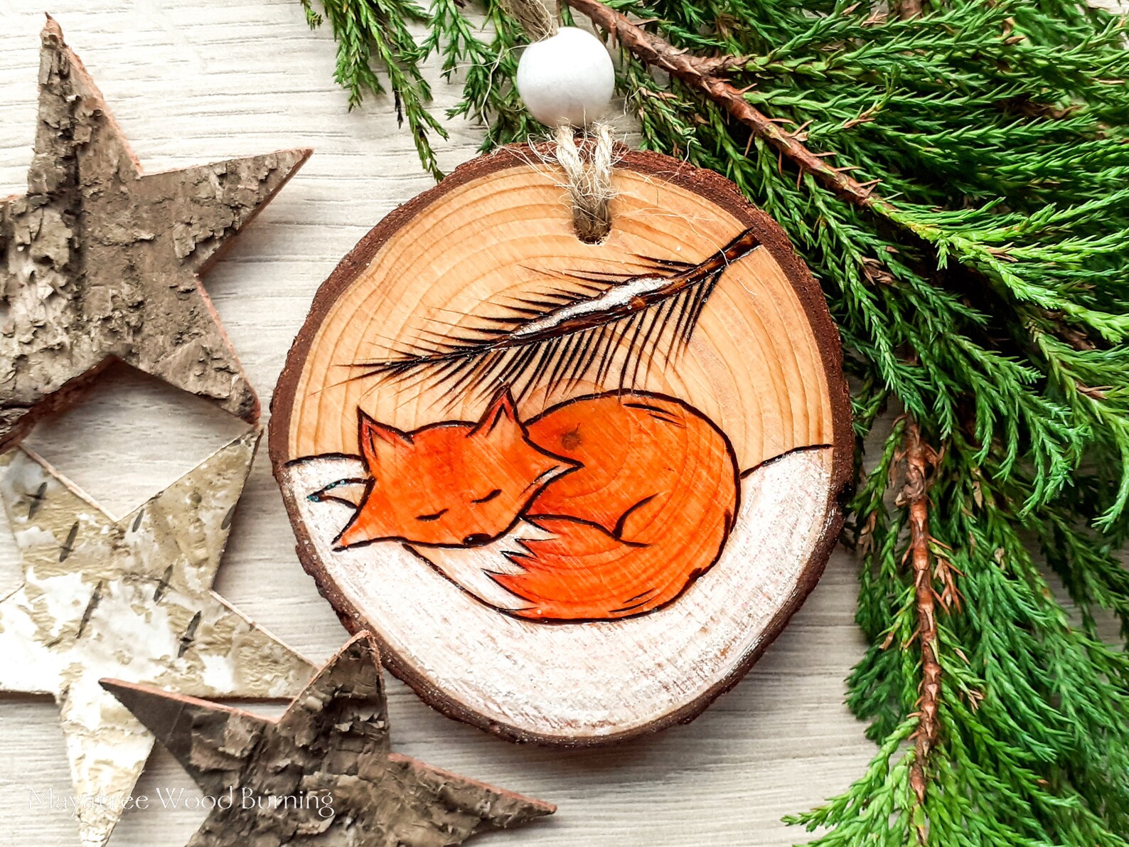 Winter Fox Tree Decoration Snowy Fox Cub Christmas Scene - Etsy