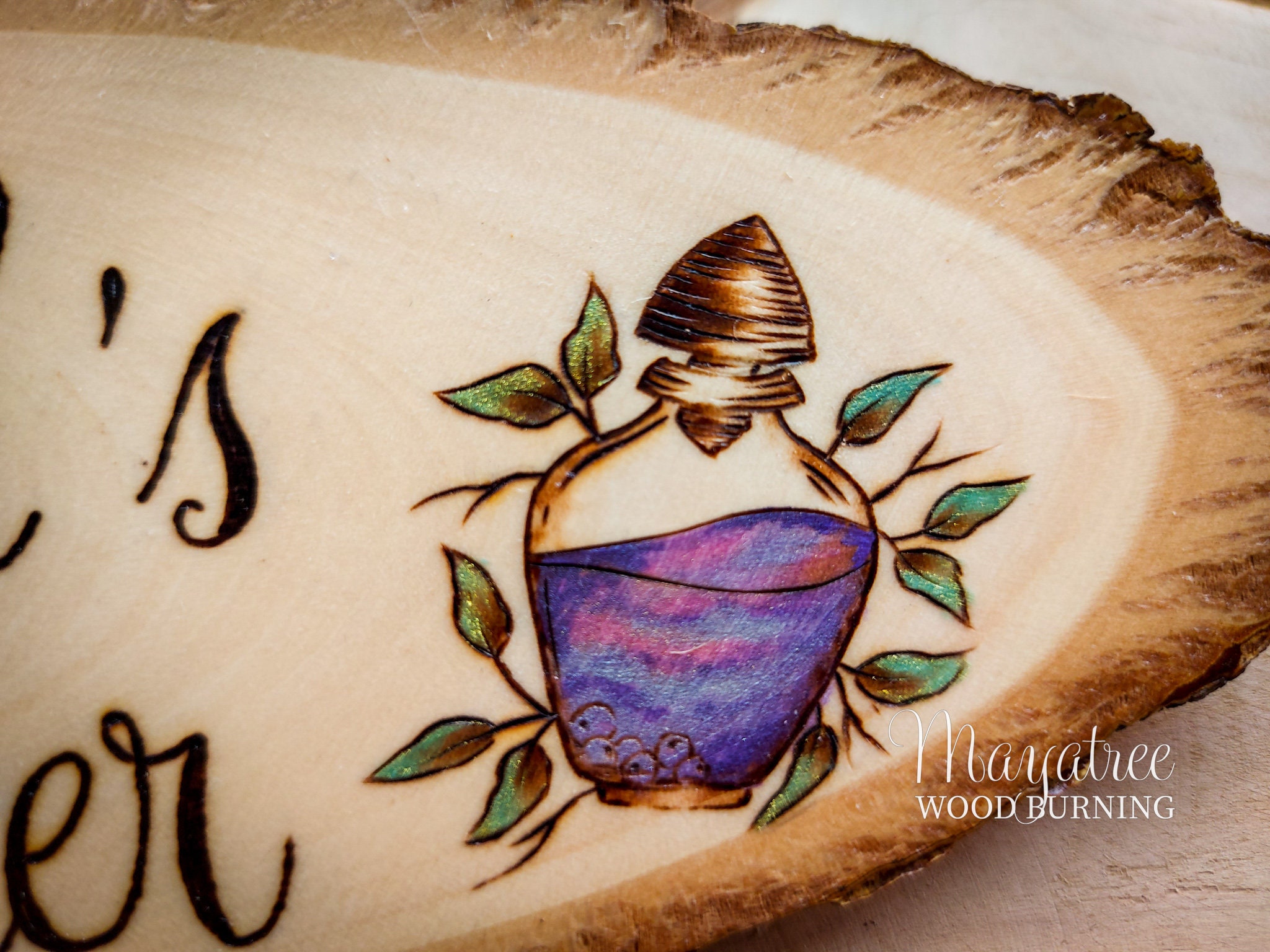 Witch's Corner Wooden Sign, Pyrography Witchy Wood Burning, Handmade ...