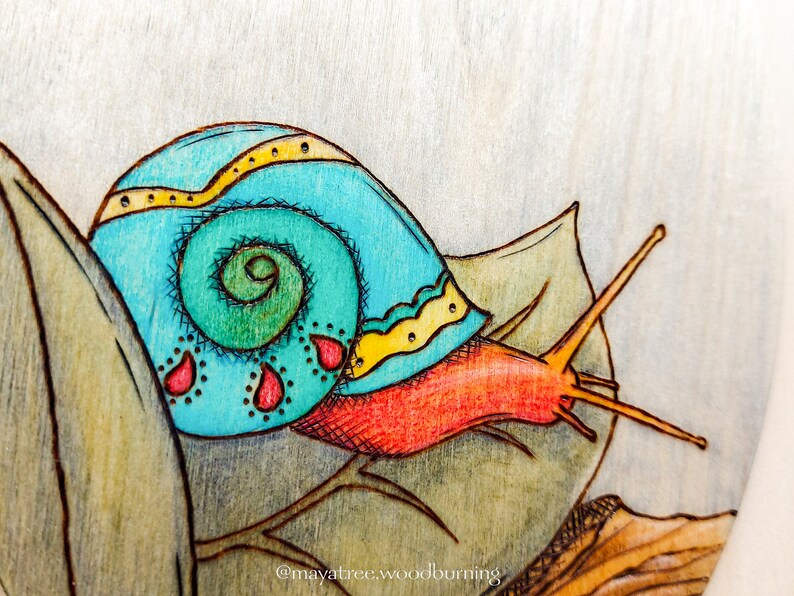 Pyrography Hippie Snail Wall Art Wooden Oval Wall Hanging - Etsy UK