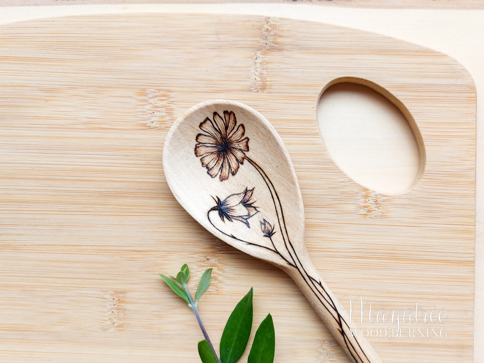 Wildflowers Wooden Spoon Pyrography Flower Design - Etsy