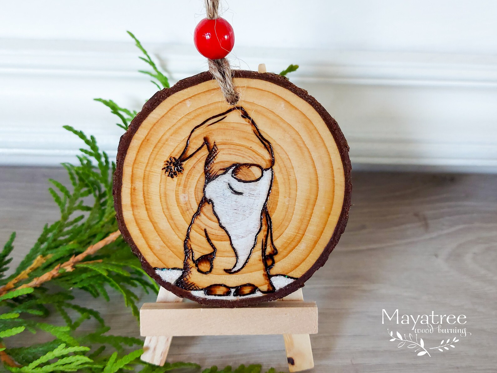 Santa Wooden Tree Decoration Original Pyrography Design - Etsy