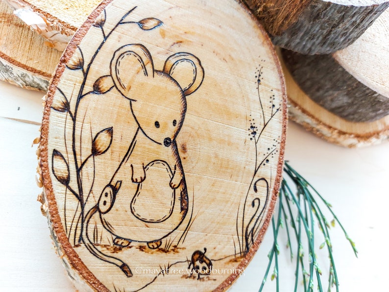Original Mouse & Ladybird Pyrography Wall Art Rustic Home - Etsy