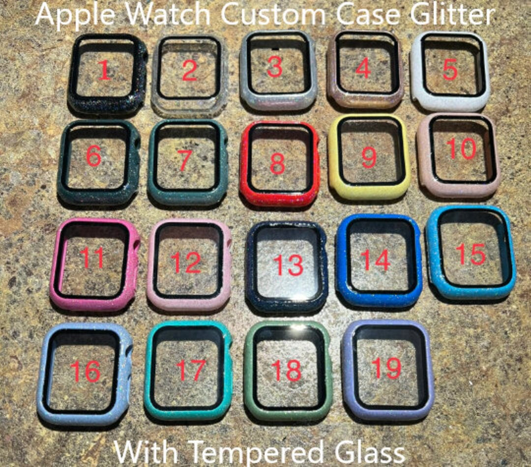 Apple Watch Case Color Hologram Glitter Design Case With Tempered Glass ...