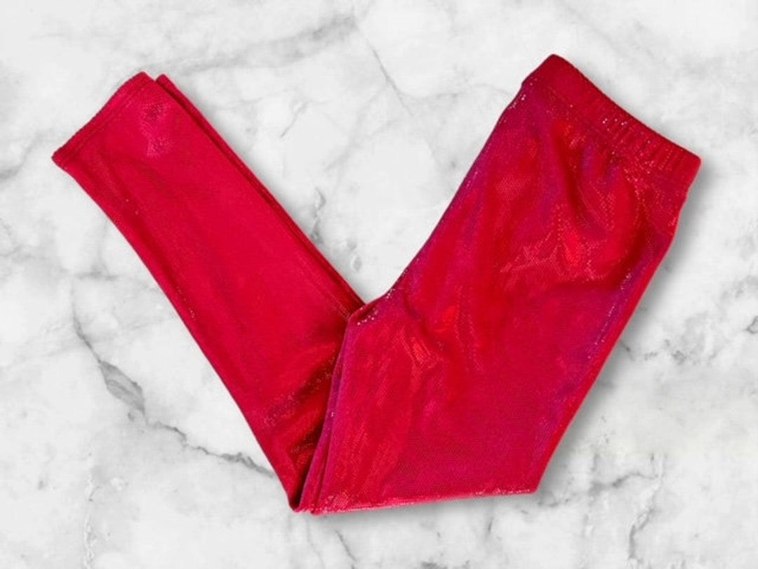 Red Metallic Legging for Girls Tween Leggings, Dance Leggings, Red ...