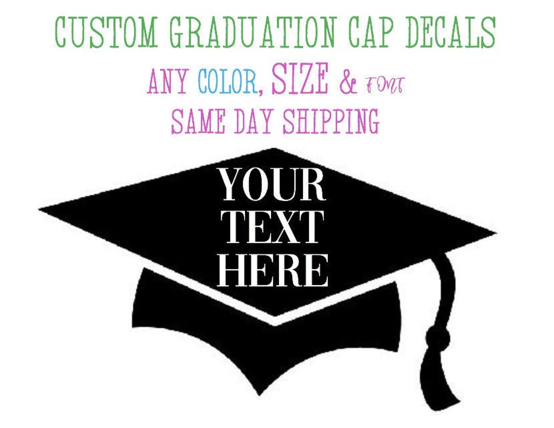 Graduation Cap Vinyl Decal Vinyl Sticker Custom Graduation Hat Vinyl ...