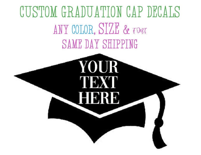 Graduation Cap Vinyl Decal Vinyl Sticker Custom Graduation Hat - Etsy