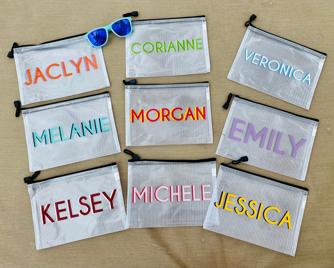 Small Name Zipper Bag Bikini Pouch Name Pool Bag Wet Dry - Etsy
