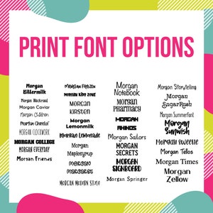 Custom Name Font Preview of All 60 Font Options - Etsy