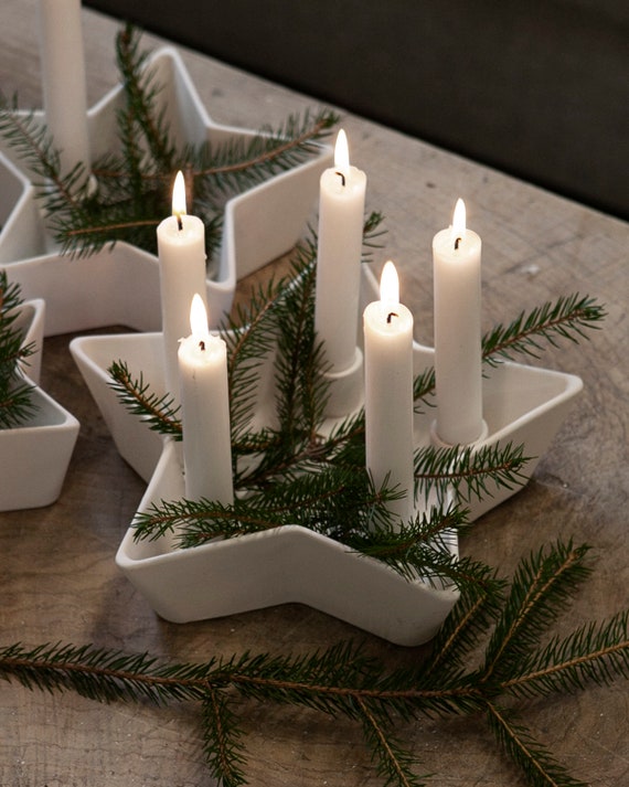 Ceramic Candlestick Star Shape 5 Candles 5-fold Candlestick - Etsy