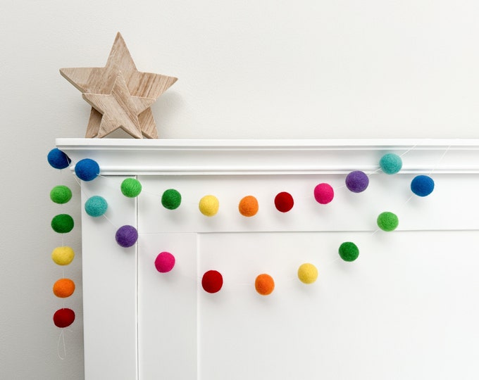 Bold Coloured Shapes Felt Garland for Child’s Playroom - Handmade ...