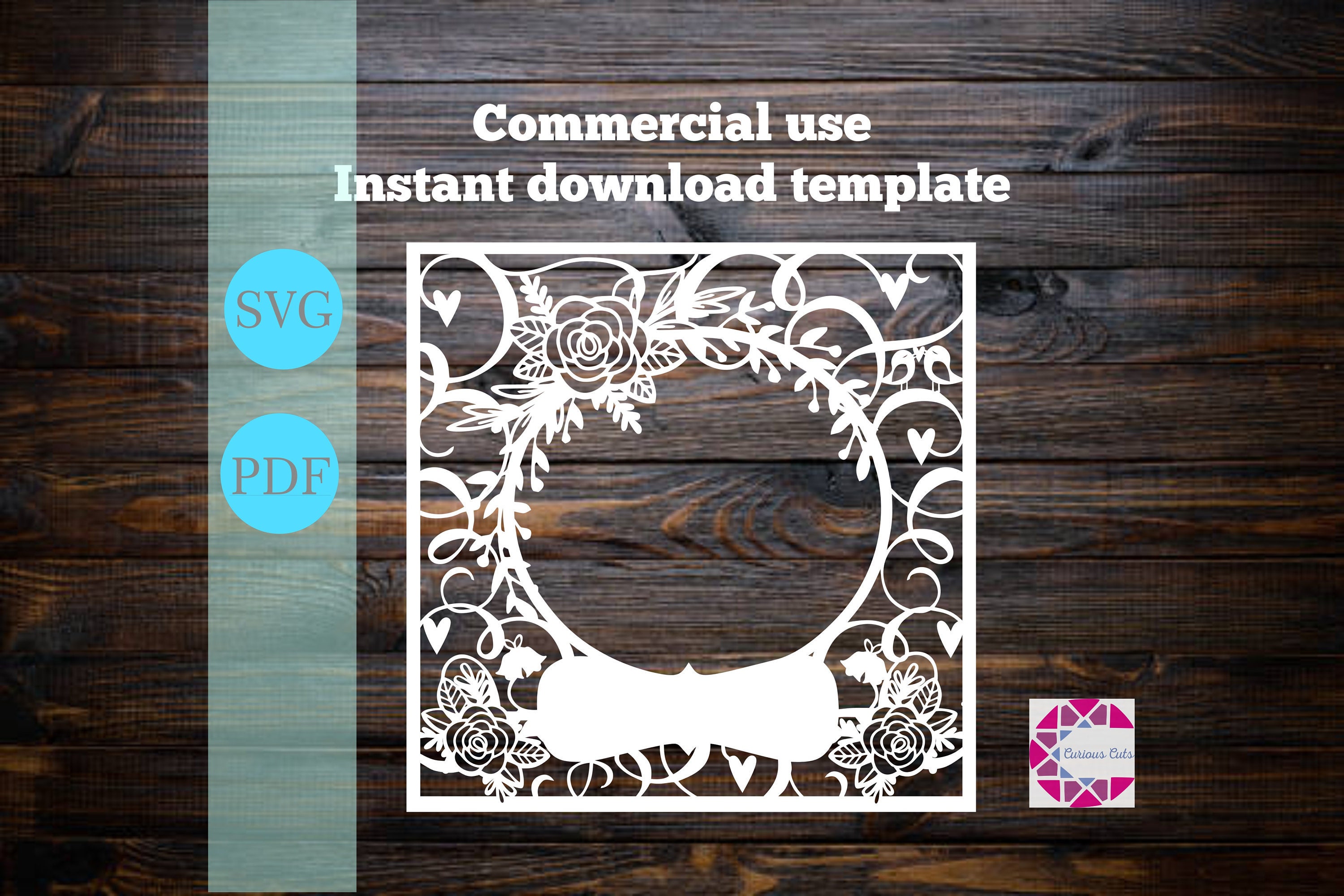 Wedding floral paper cut. Wedding photo frame paper cut. svg | Etsy