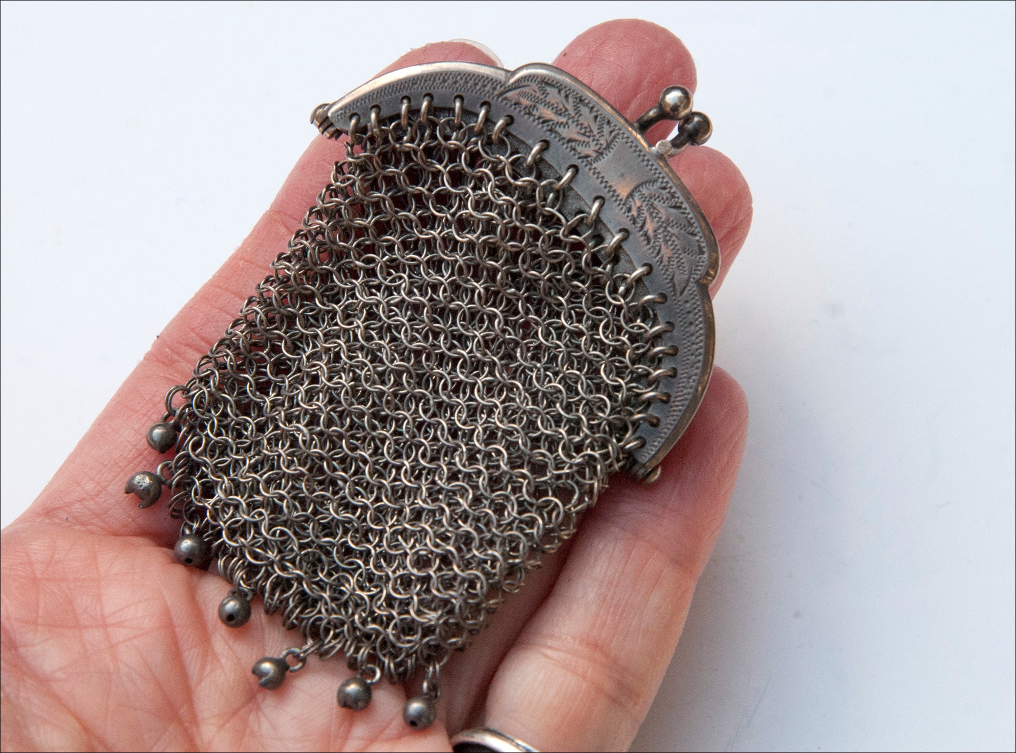 Antique French Silver Chain Mail Purse - Double Pocket Purse - Coin ...