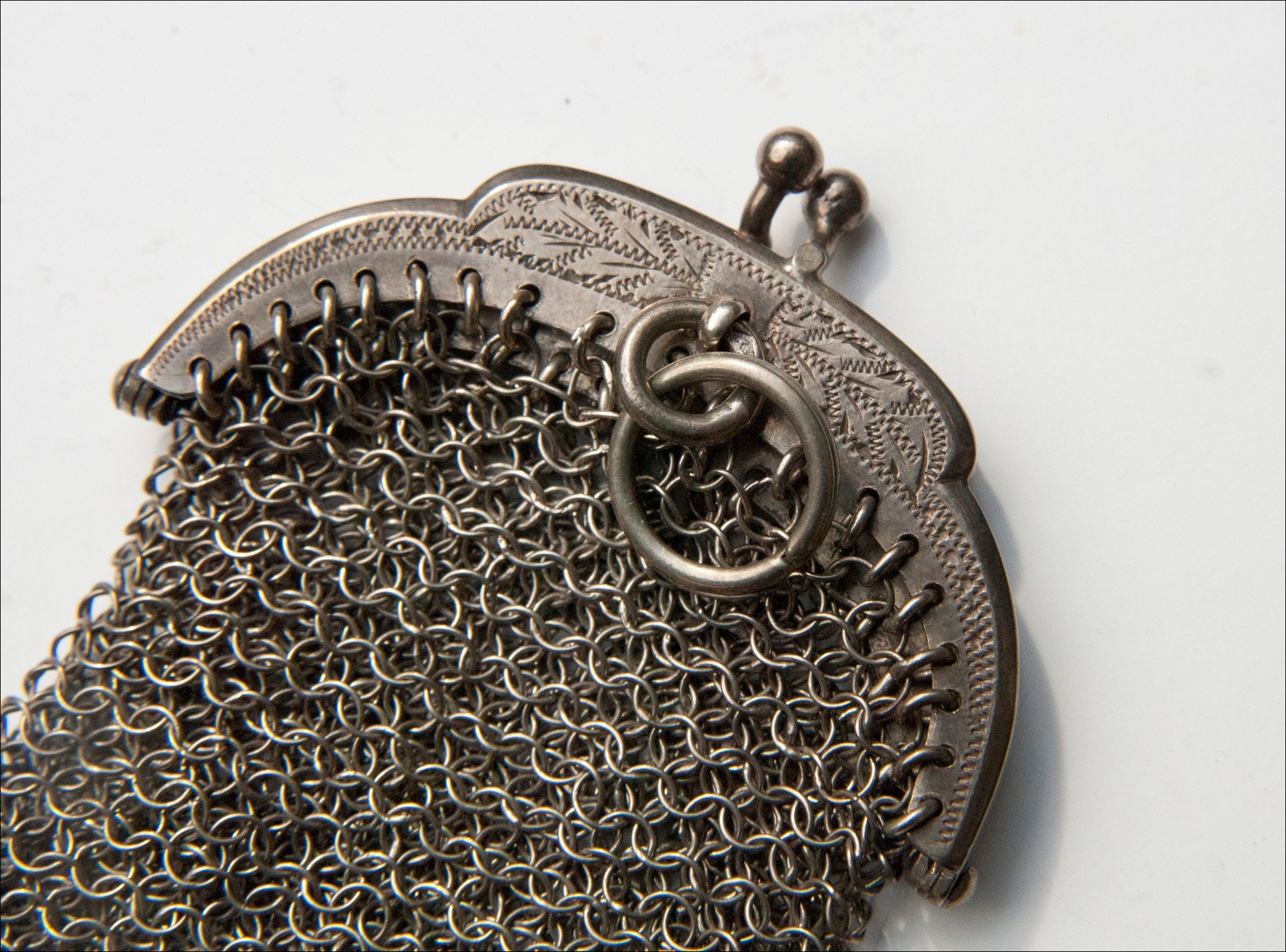 Antique French Silver Chain Mail Purse - Double Pocket Purse - Coin ...