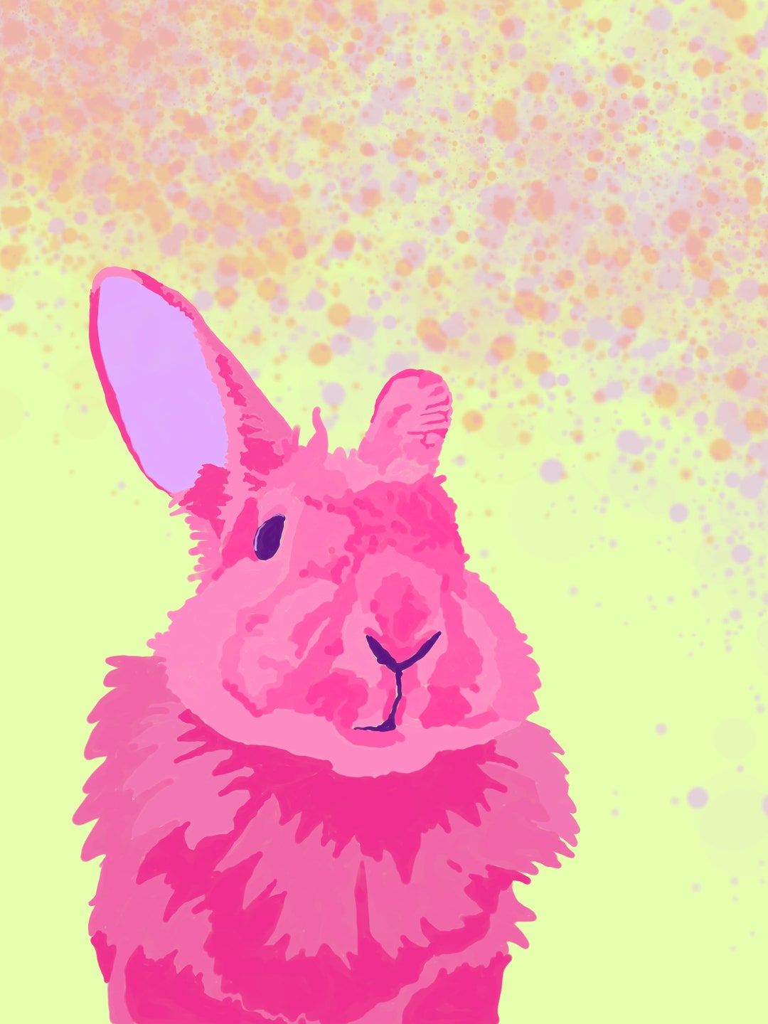 Pink Bunny Rabbit Pop Art Digital Painting Easter Springtime Art - Etsy