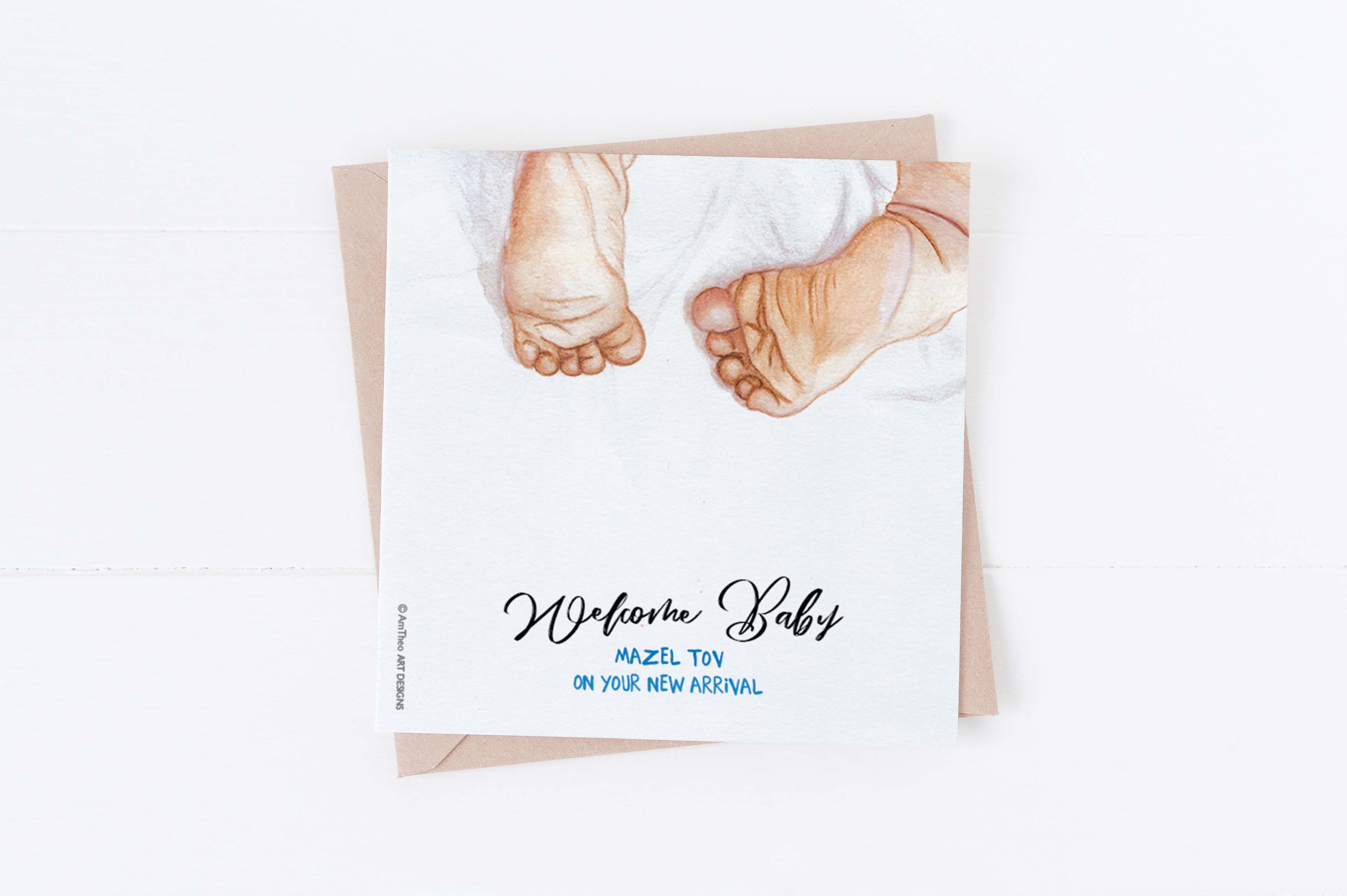New Baby Greeting Card, Welcome Little One, Jewish Greeting Card, Mazel ...