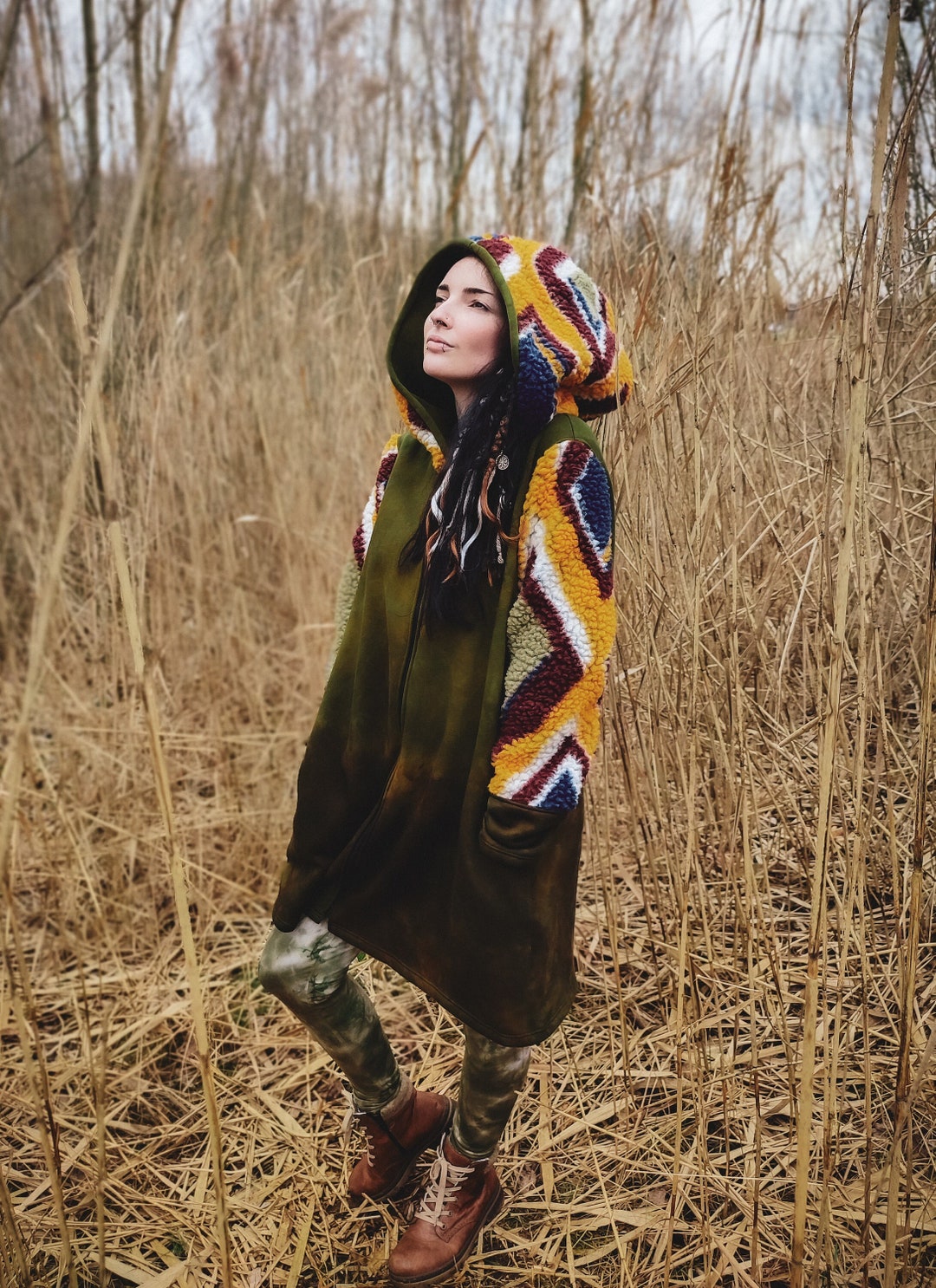 Batik Coat Oversize Coat Winter Coat Wool Coat Hand Dyed Hippie Winter ...