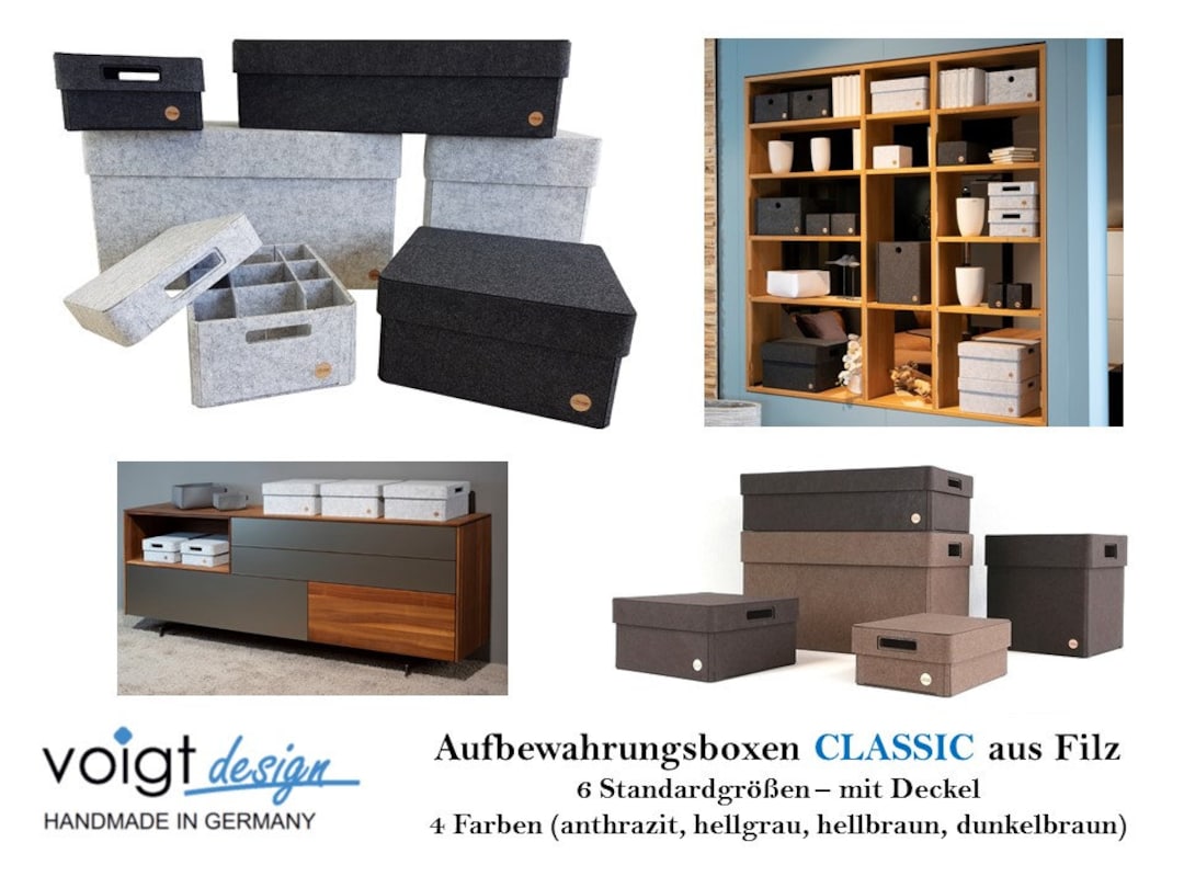 Storage Box CLASSIC Made of FELT With Lid 6 Variants 4 Colors Felt ...