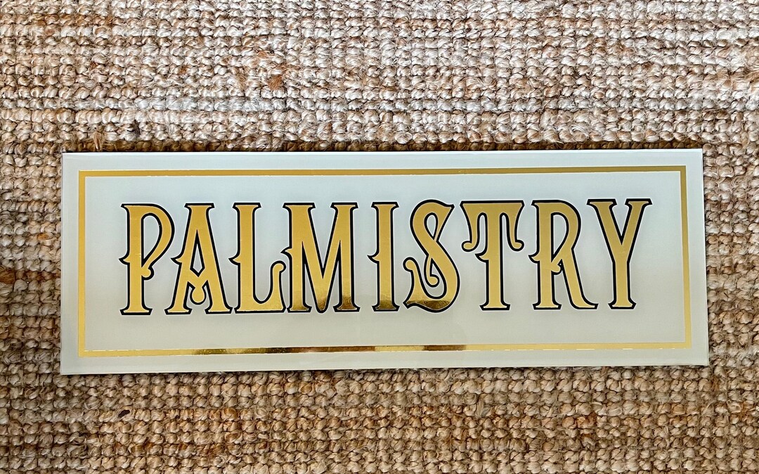 Cream & Gold Glass 'palmistry' Sign. Hand Painted in England With 18c ...