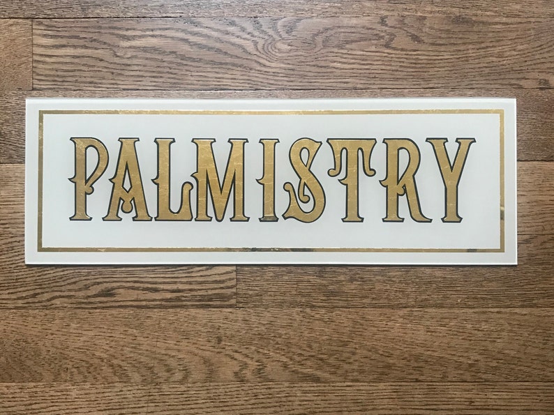 Cream & Gold Glass 'palmistry' Sign. Hand Painted in England With 18c ...