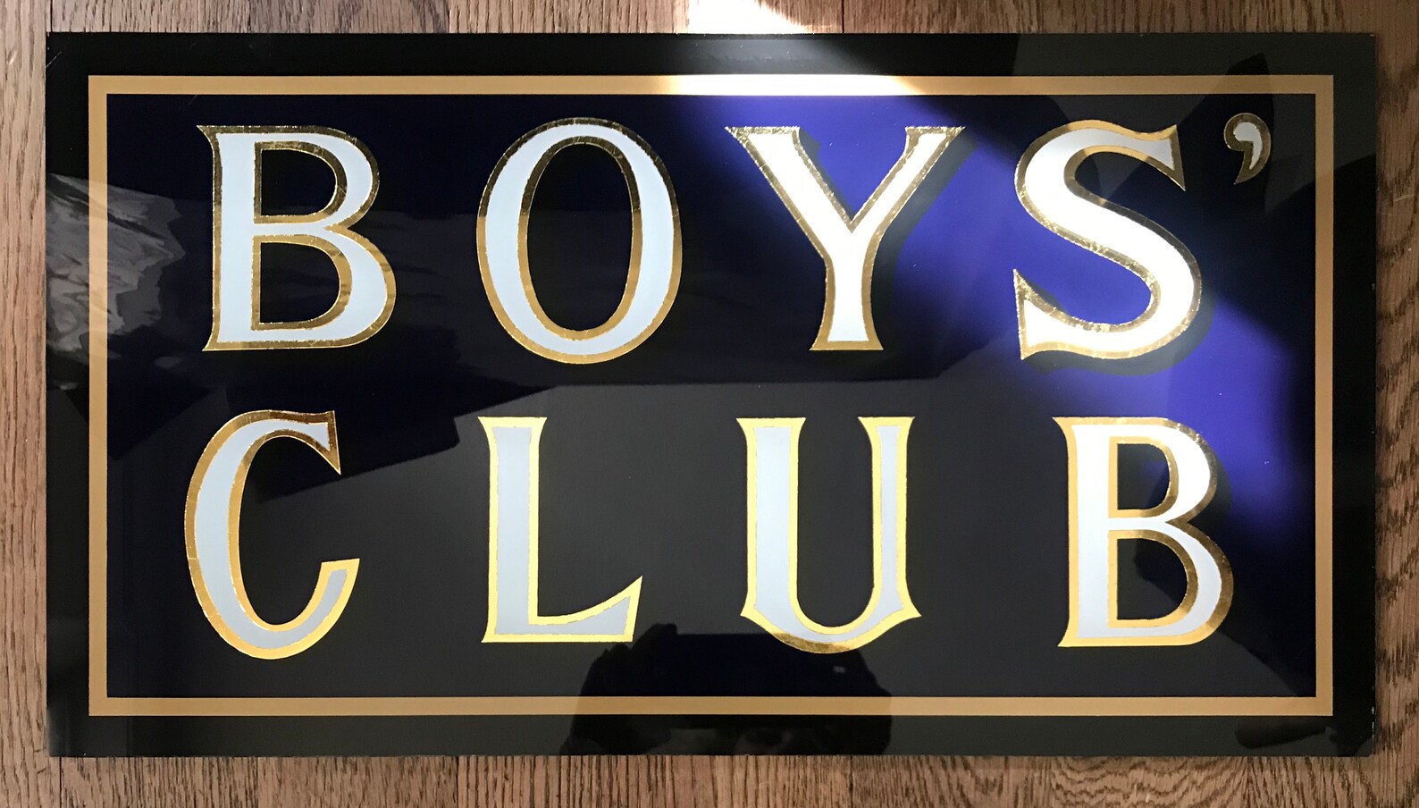 Royal Blue 'boy's Club' Glass Sign - Hand Painted in the UK, 18c Gold ...