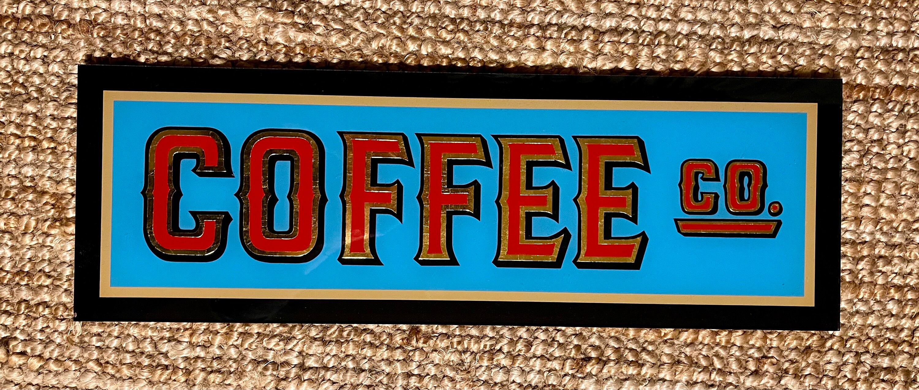 Blue & Red 'coffee Co.' Glass Sign. Hand Painted in the UK With 18c ...