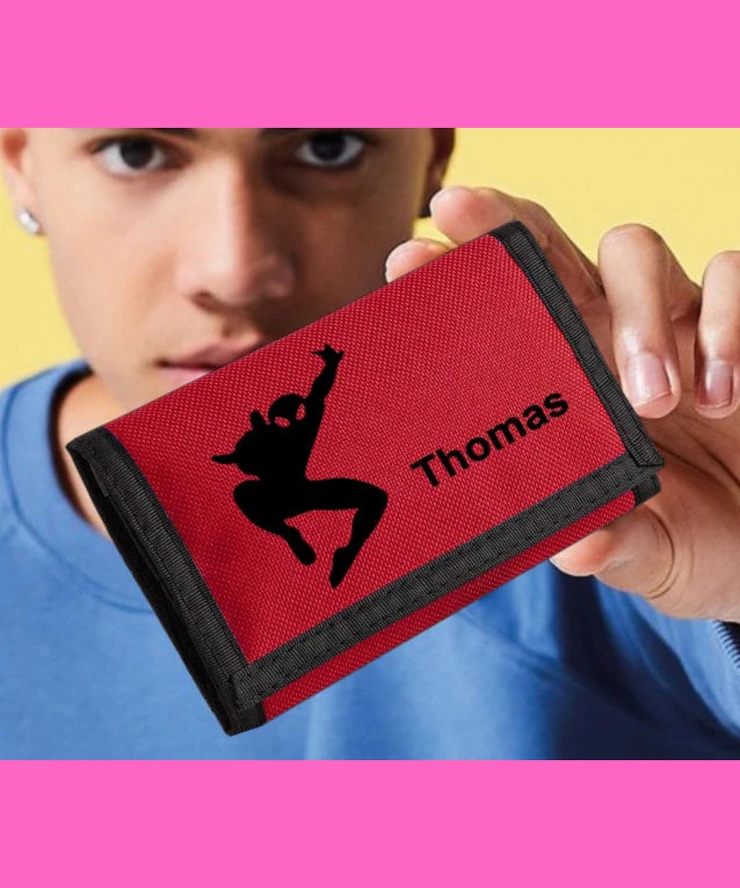 Personalised Super Hero Wallet – Zipped Coin Holder, Card Holder, Clear ...
