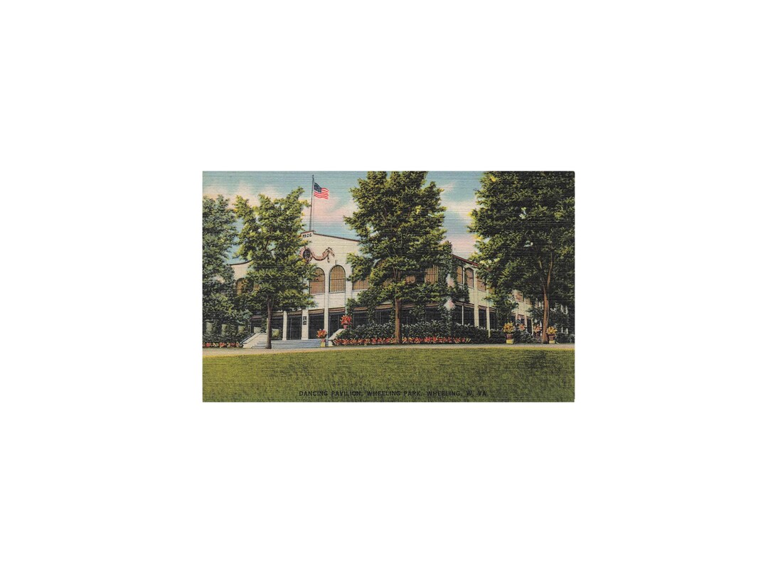 Dancing Pavilion, Wheeling Park, Wheeling, WV, Linen Postcard - Etsy