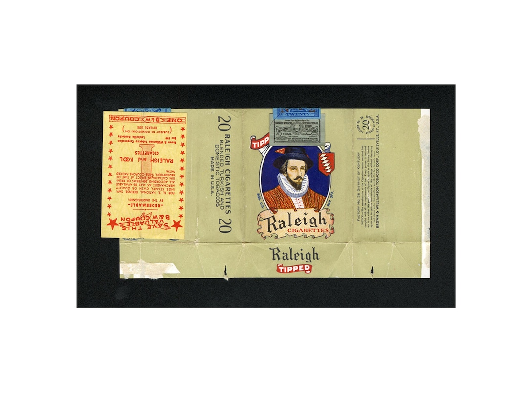 1940s, Raleigh, Cigarettes, Tipped, Soft Pack, Wrapper, Brown ...