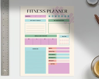 Fitness Planner, Gym Goals, Exercise List, Printable, Instant Download ...