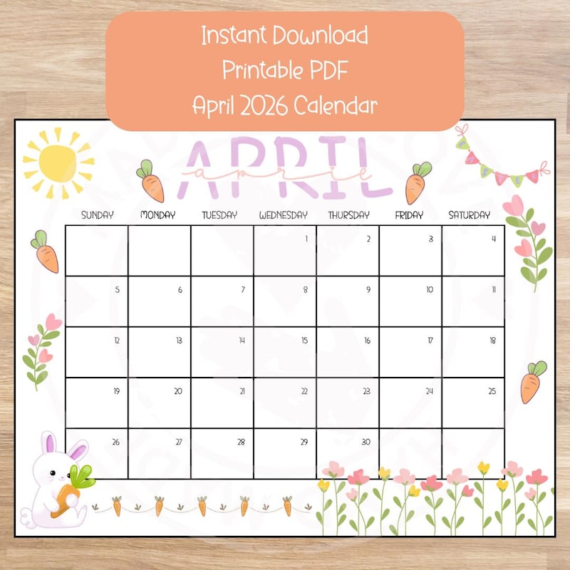 April Theme Calendar - Etsy