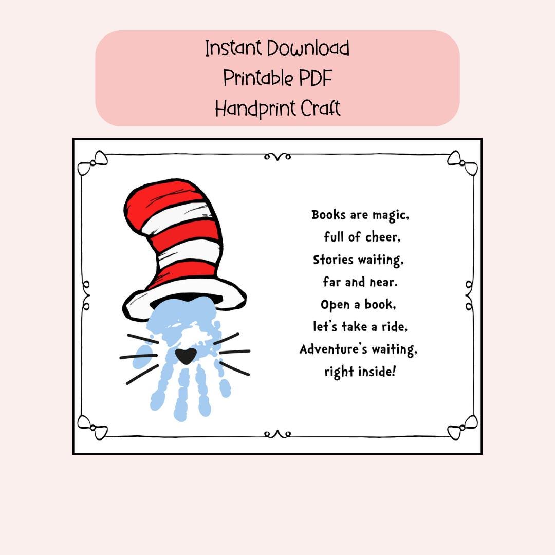 Cat in Hat Handprint, Read Across America Craft, Dr Seuss, Preschool ...