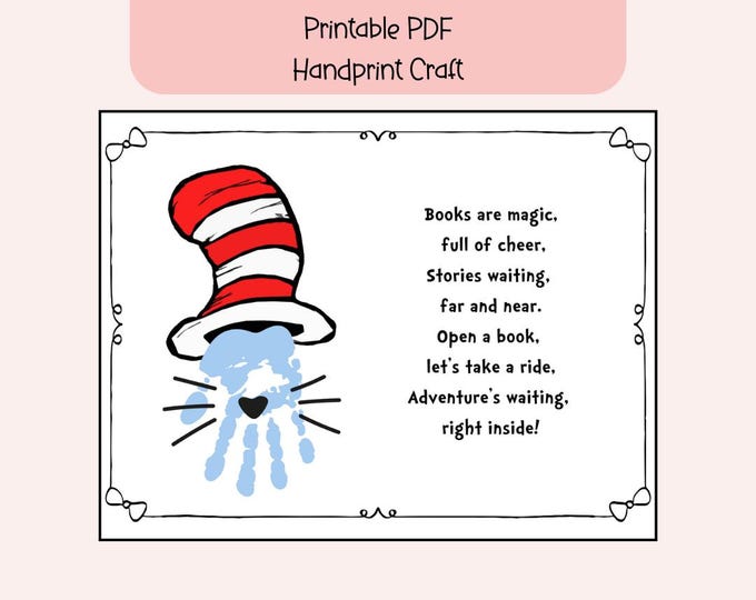 Cat in Hat Handprint Craft, Read Across America (digital Download) - Etsy
