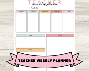 Teacher Weekly Planner & Grade Tracker (printable PDF) - Etsy