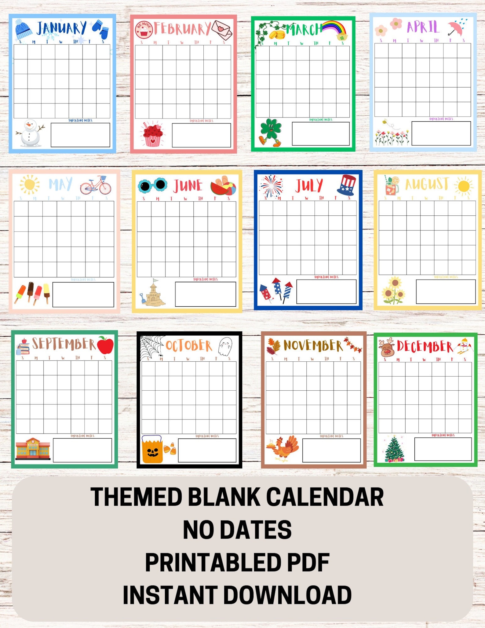 Yearly Events Calendar, School Event Calendar, Printable Themed ...