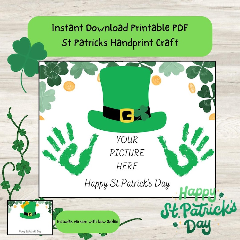 Editable Leprechaun Handprint Craft, St. Patrick's Day Keepsake (PDF ...