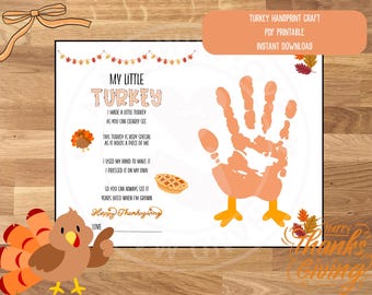 Turkey Handprint Poem, Thanksgiving Keepsake Craft (PDF Printable) - Etsy