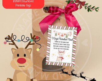 Printable Magic Reindeer Food Label Tag, Christmas Gift Tag, Reindeer ...
