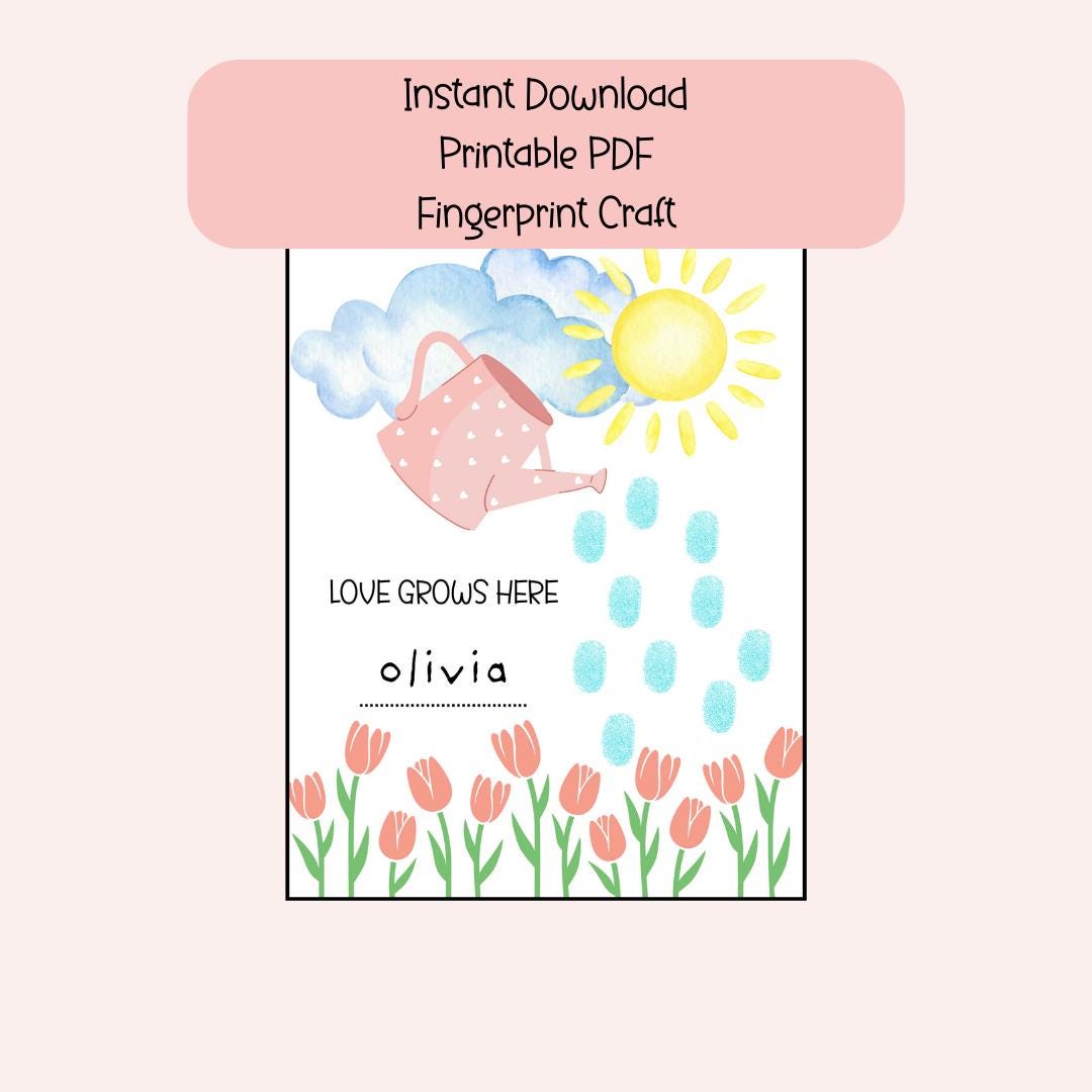 Watering Can Fingerprint Craft, Kids Keepsake (printable PDF) - Etsy