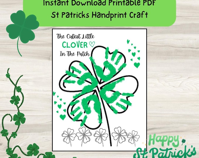 Printable St. Patrick's Day Handprint Art Craft for Kids, Keepsake Art ...