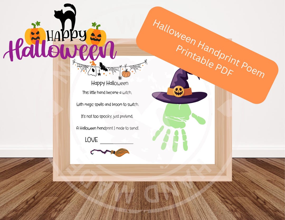 Halloween Witch Handprint Art, Keepsake Gift (printable PDF) - Etsy