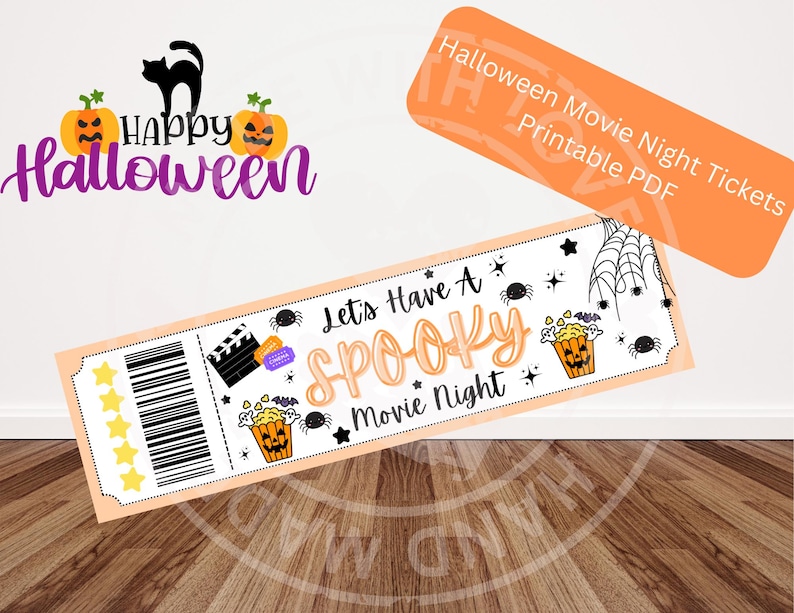 Printable Spooky Movie Night Tickets, Halloween Party (PDF) - Etsy