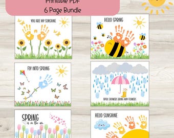 Spring Handprint Art, Kids Printable Craft Bundle (Digital Download ...