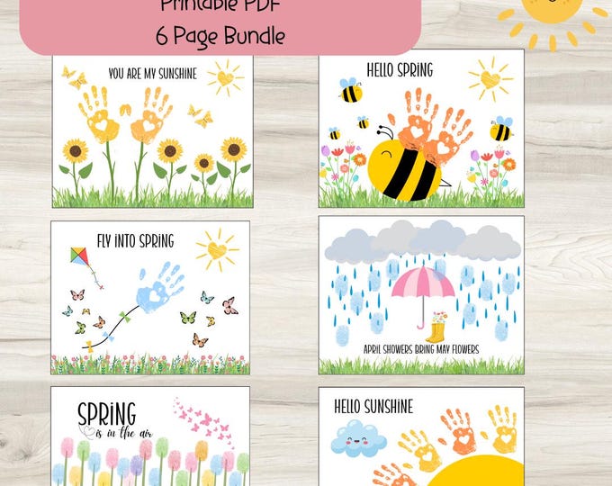 Spring Handprint Craft Bundle, Printable Activities for Kids, Spring ...