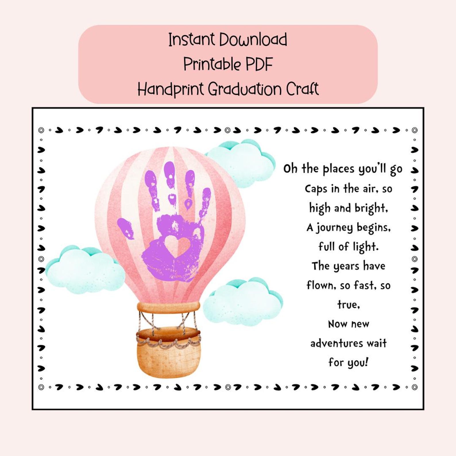 Oh the Places You'll Go Handprint Art, Graduation Handprint Craft, Hot ...