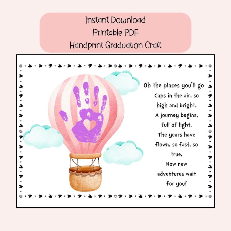 Oh the Places You'll Go Handprint Art, Graduation Handprint Craft, Hot ...