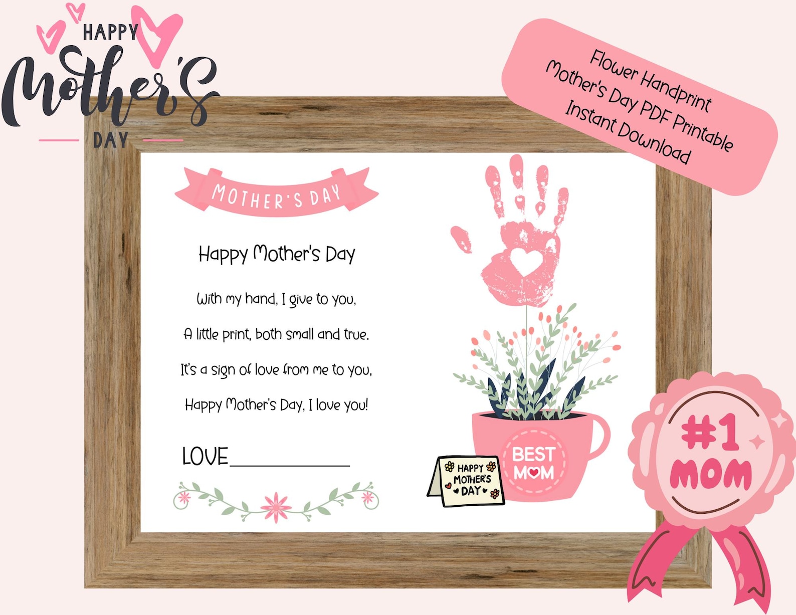 Mother's Day Handprint Art From Child, Handprint Craft, Handprint ...