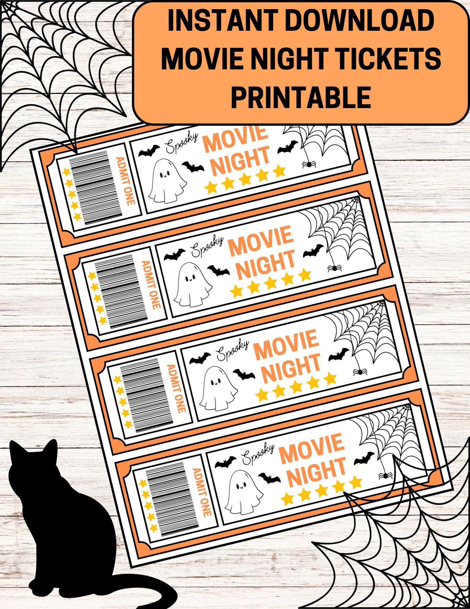 Printable Spooky Movie Night Tickets, Halloween Movie Night, Halloween ...