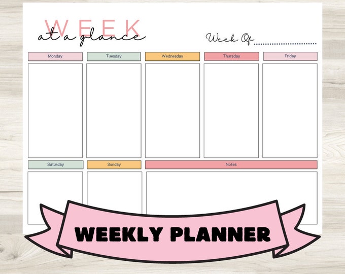 Simple Weekly Planner Printable (PDF) - Etsy