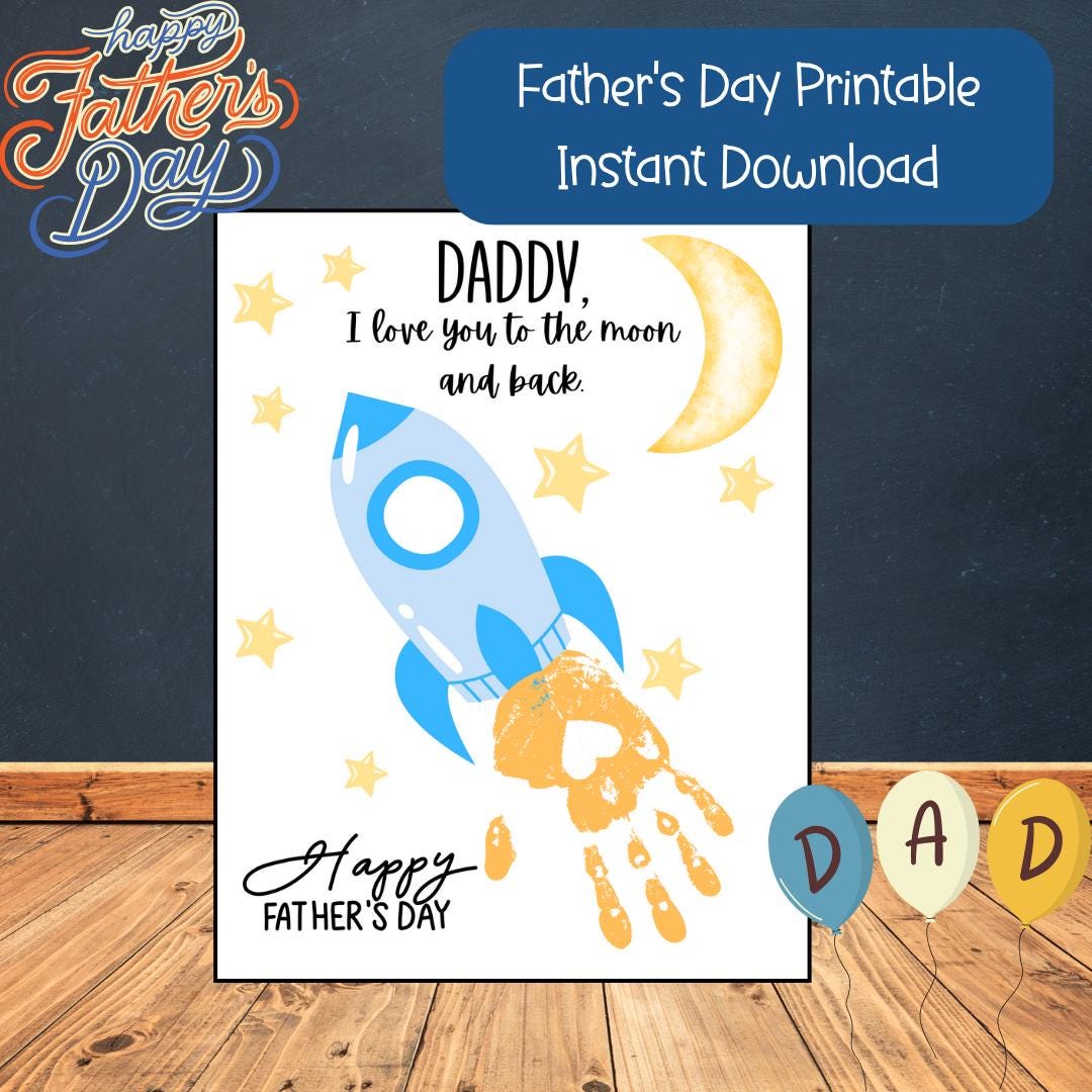 Father's Day Rocket Handprint Art, Keepsake Gift (PDF) - Etsy