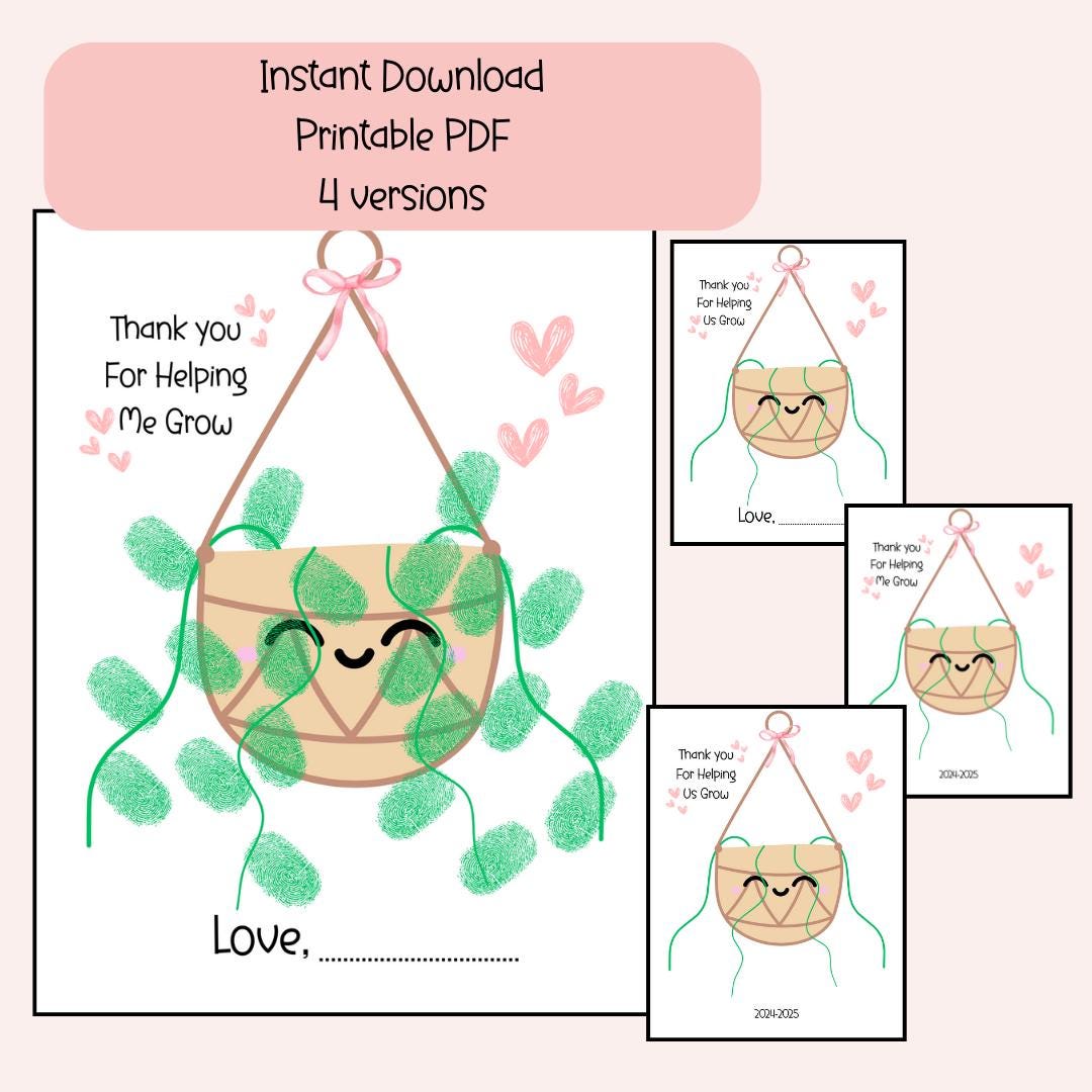 Succulent Fingerprint Teacher Appreciation Craft (printable PDF) - Etsy